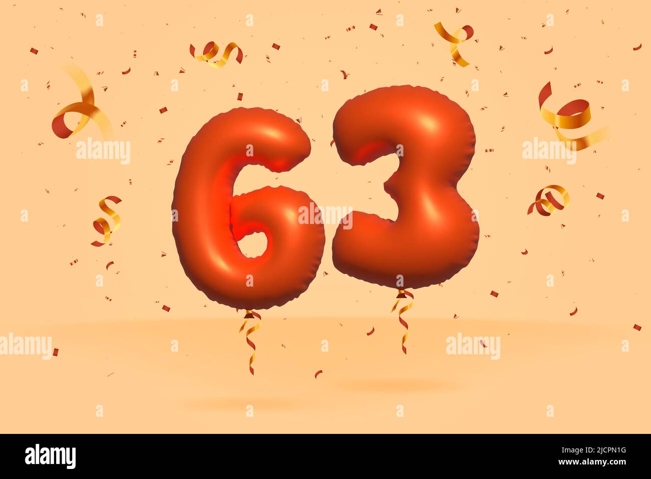 3d number 63 Sale off discount promotion made of realistic confetti ...