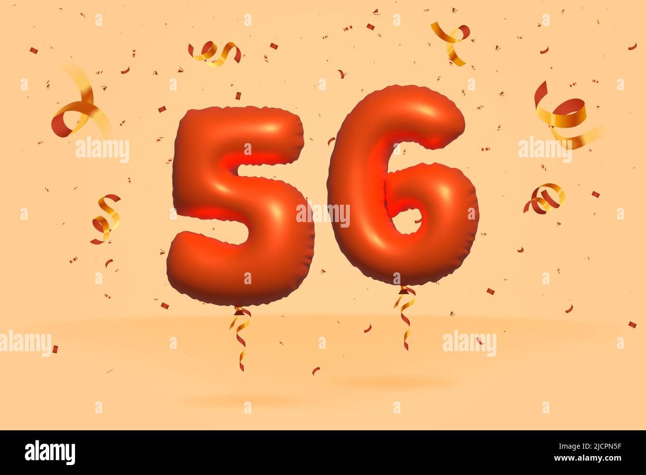 3d number 56 Sale off discount promotion made of realistic confetti ...