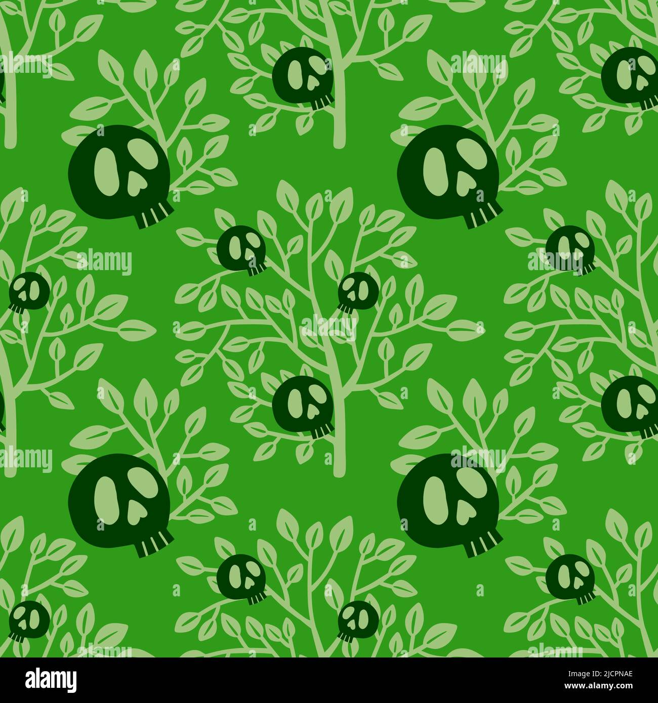 Halloween seamless skulls and trees pattern for fabrics and textiles ...