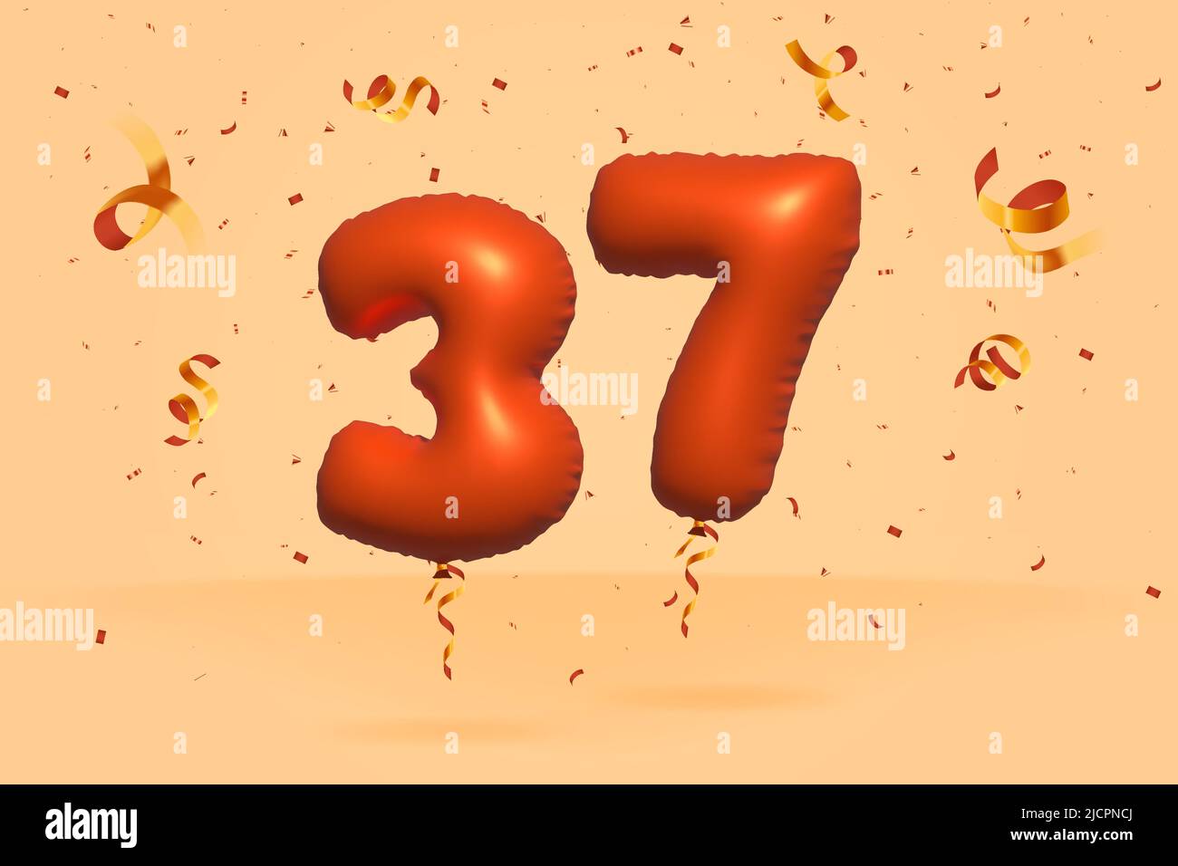 3d number 37 Sale off discount promotion made of realistic confetti ...