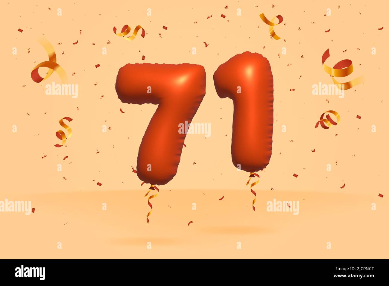 3d number 71 Sale off discount promotion made of realistic confetti ...