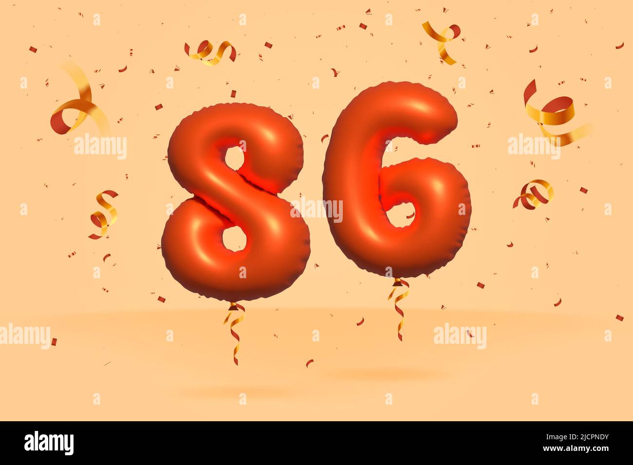 3d number 86 Sale off discount promotion made of realistic confetti ...