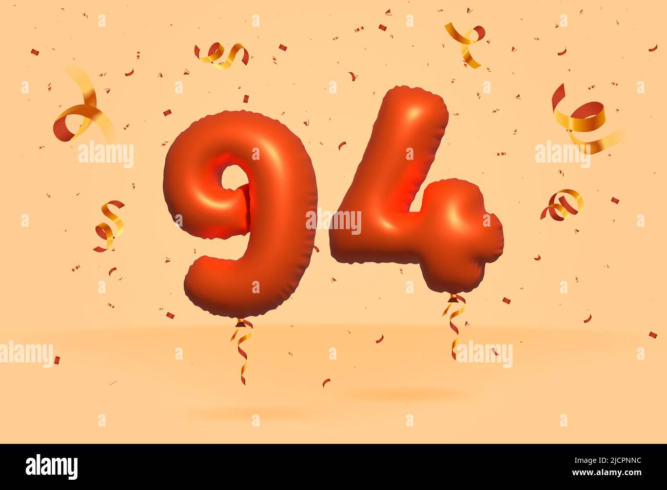 3d number 94 Sale off discount promotion made of realistic confetti ...