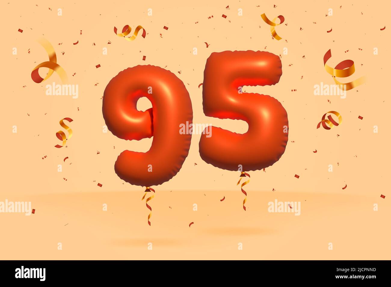 3d number 95 Sale off discount promotion made of realistic confetti ...