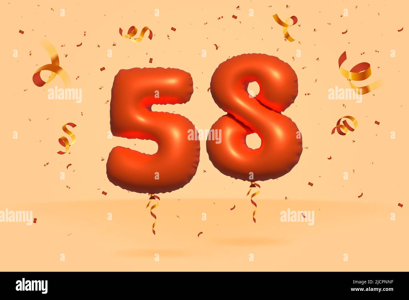 3d number 58 Sale off discount promotion made of realistic confetti ...