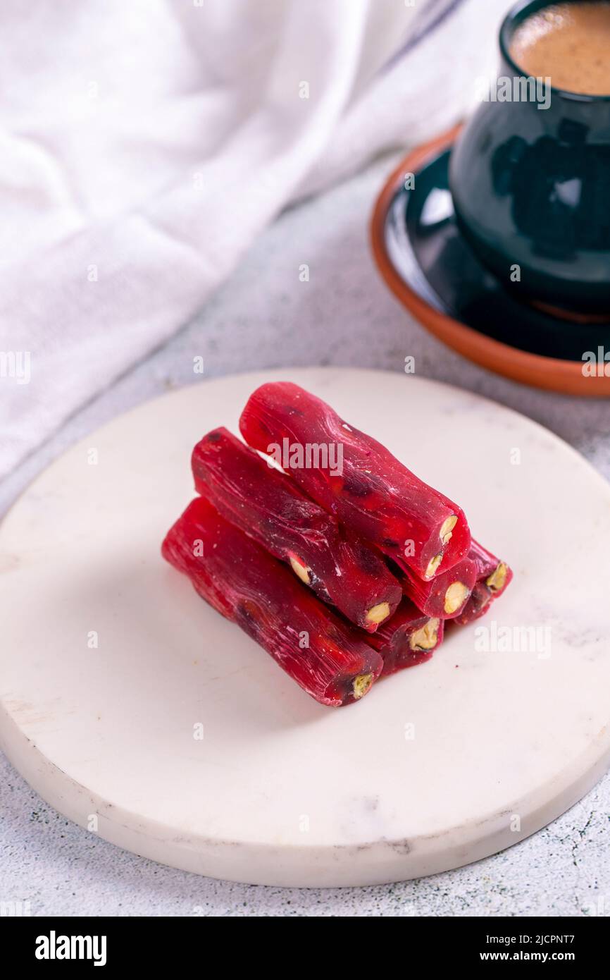 Turkish Delight with Pistachio. Turkish delight with pomegranate flavor ...