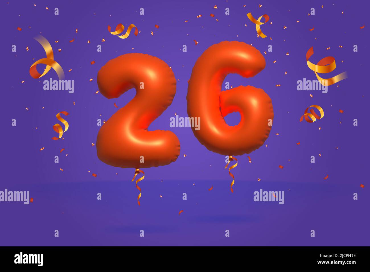 3d number 26 Sale off discount promotion made of realistic confetti ...