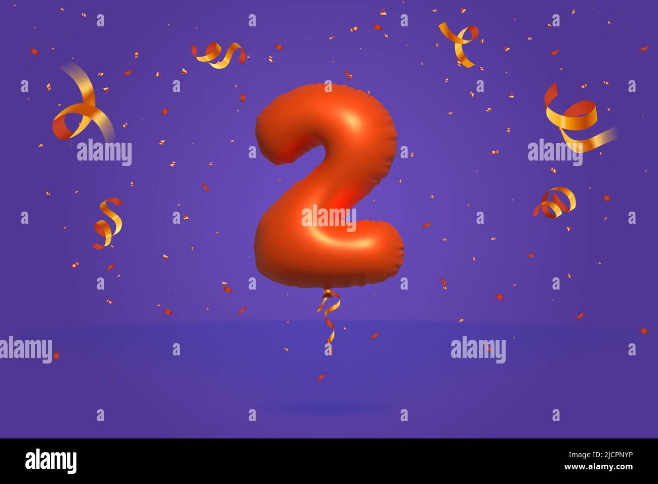 3d number 2 Sale off discount promotion made of realistic confetti Foil ...