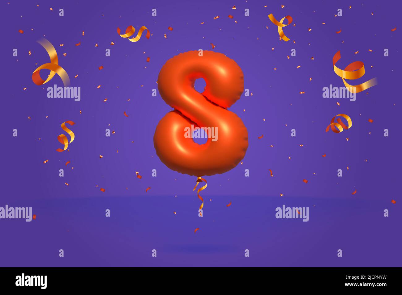 3d number 8 Sale off discount promotion made of realistic confetti Foil ...