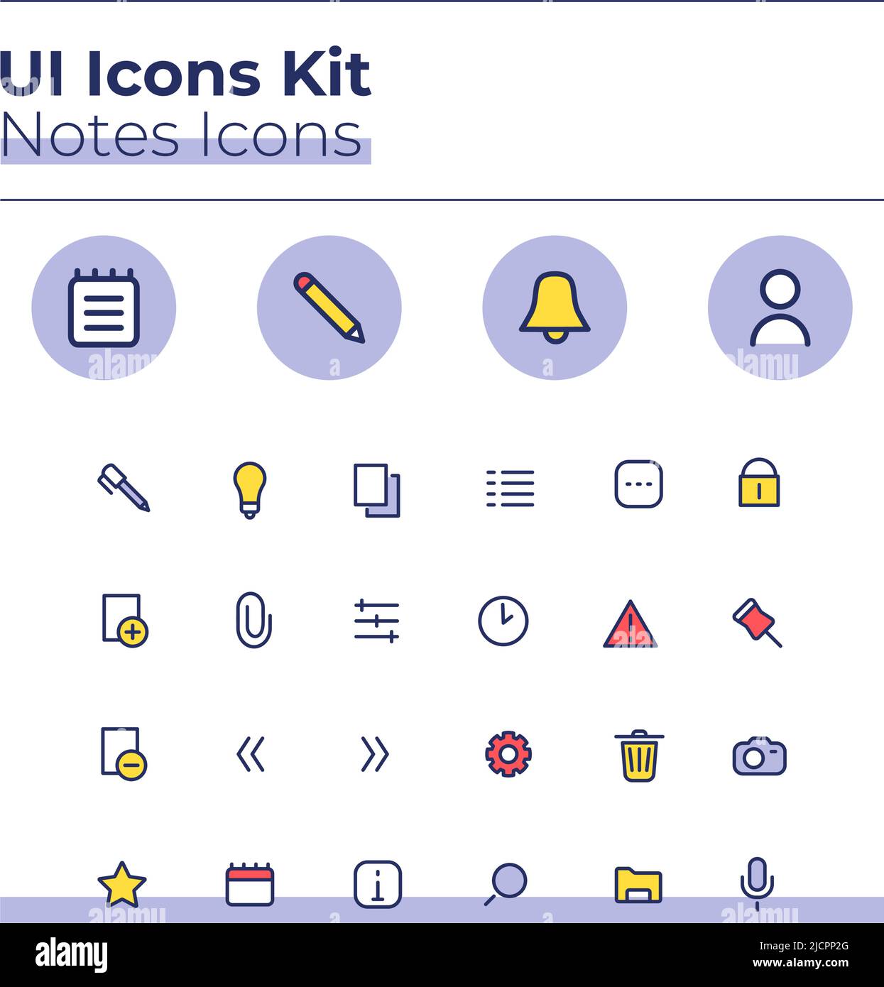 Notes UI icons kit Stock Vector Image & Art - Alamy