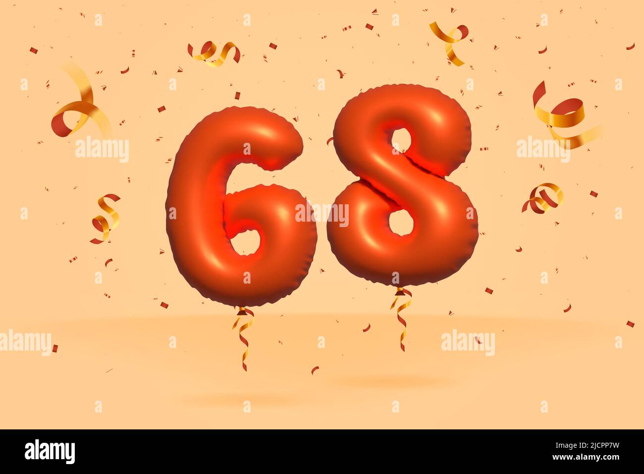 3d number 68 Sale off discount promotion made of realistic confetti ...