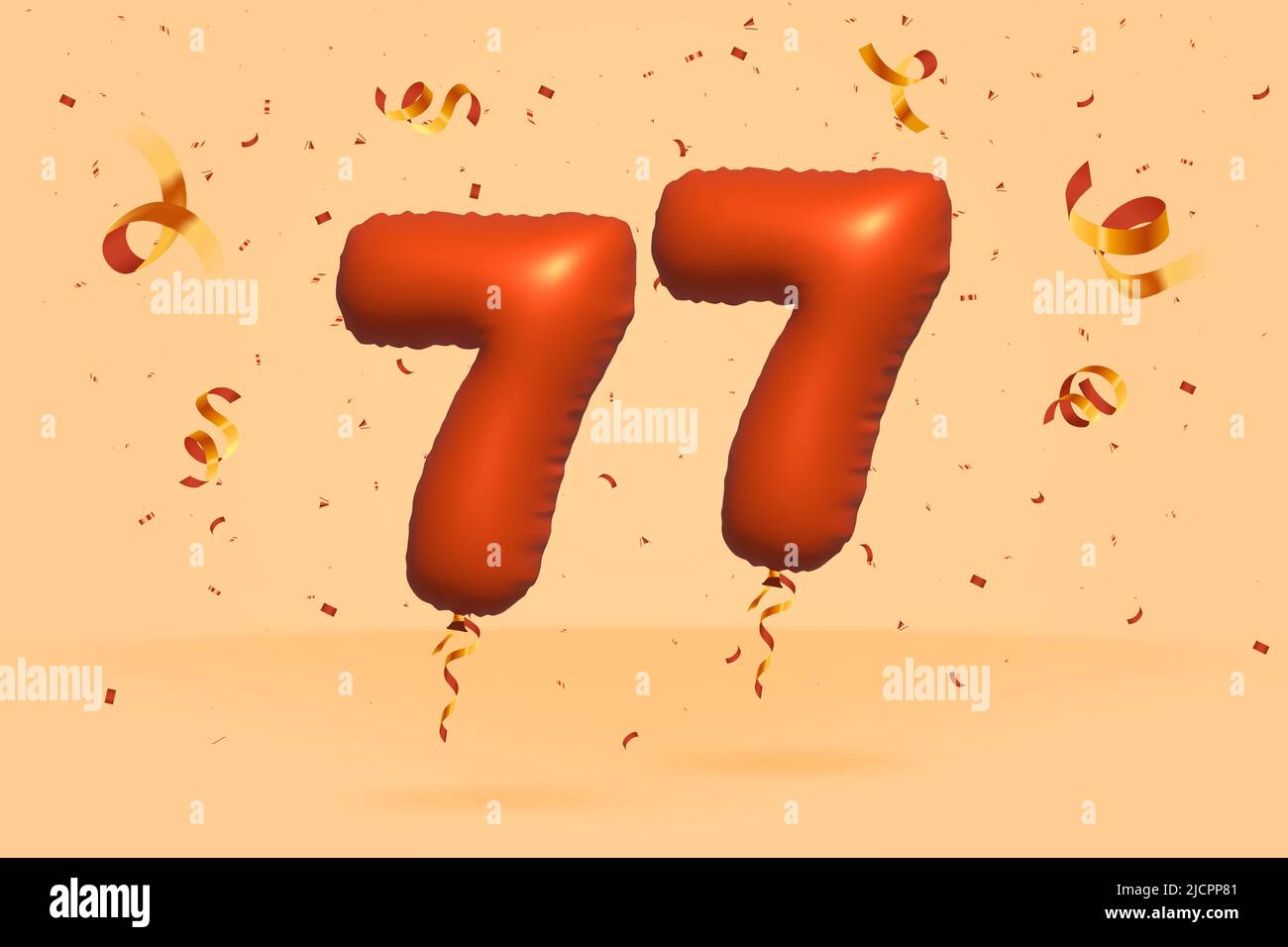 3d number 77 Sale off discount promotion made of realistic confetti ...