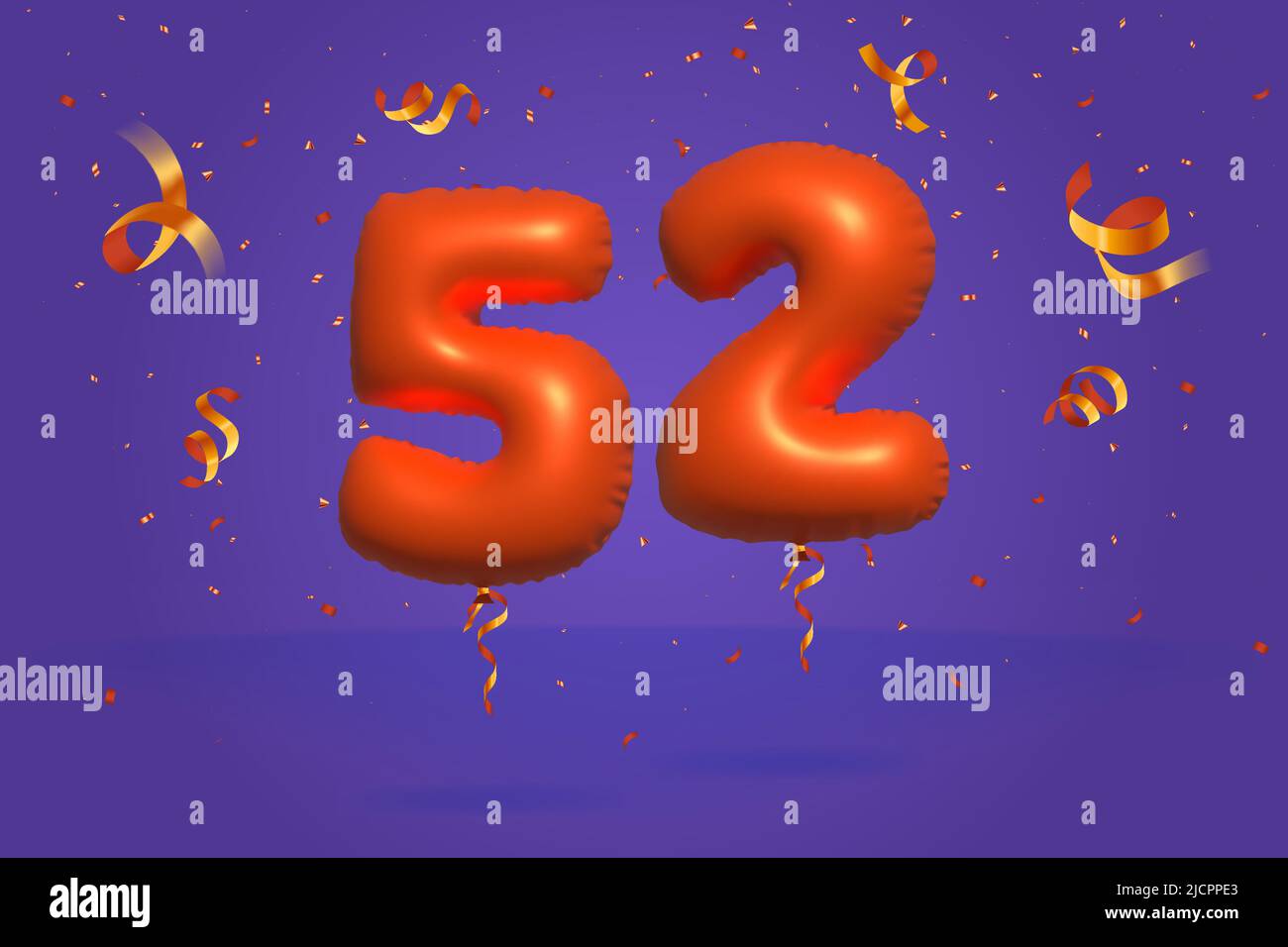 3d number 52 Sale off discount promotion made of realistic confetti ...