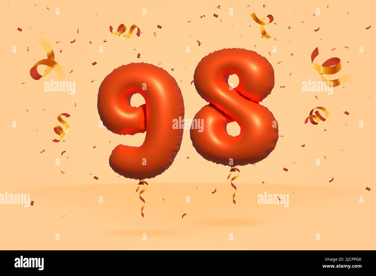 3d number 98 Sale off discount promotion made of realistic confetti ...