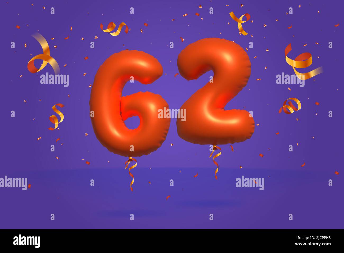 3d number 62 Sale off discount promotion made of realistic confetti ...