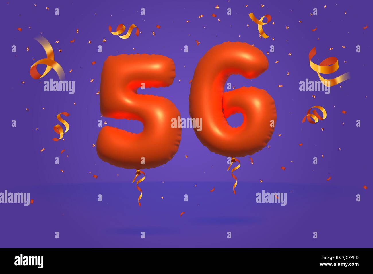 3d number 56 Sale off discount promotion made of realistic confetti ...