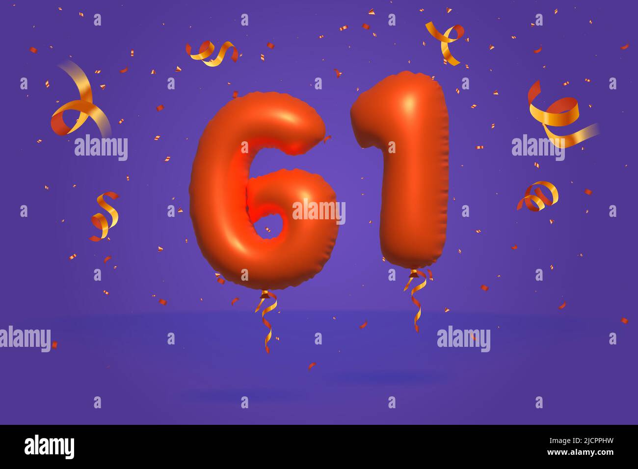 3d number 61 Sale off discount promotion made of realistic confetti ...
