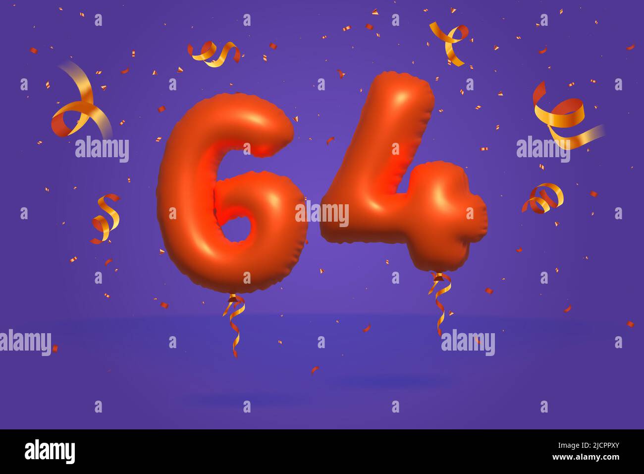 3d number 64 Sale off discount promotion made of realistic confetti ...