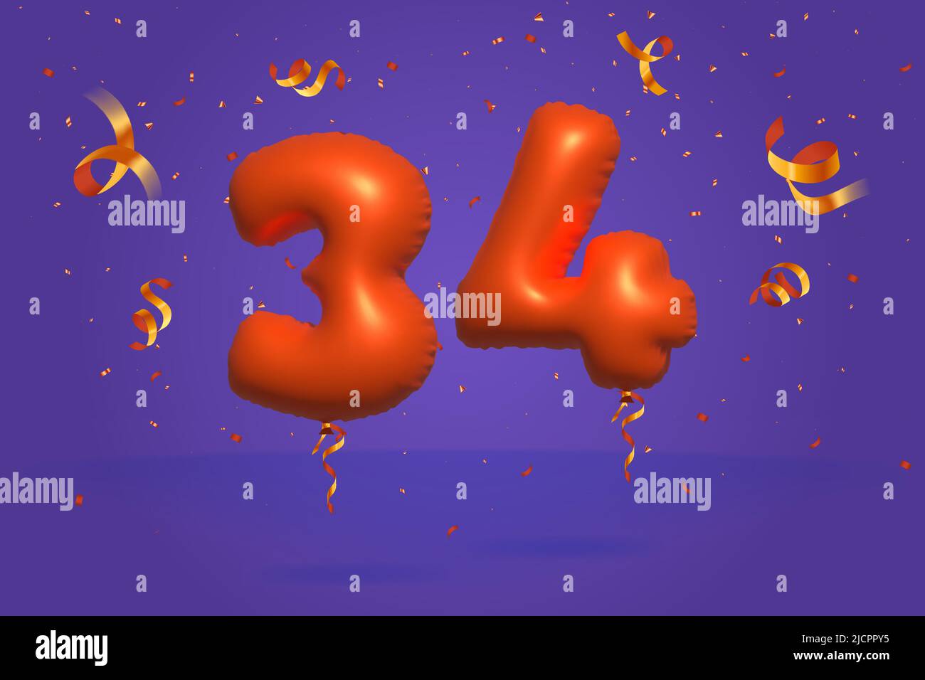 3d number 34 Sale off discount promotion made of realistic confetti ...