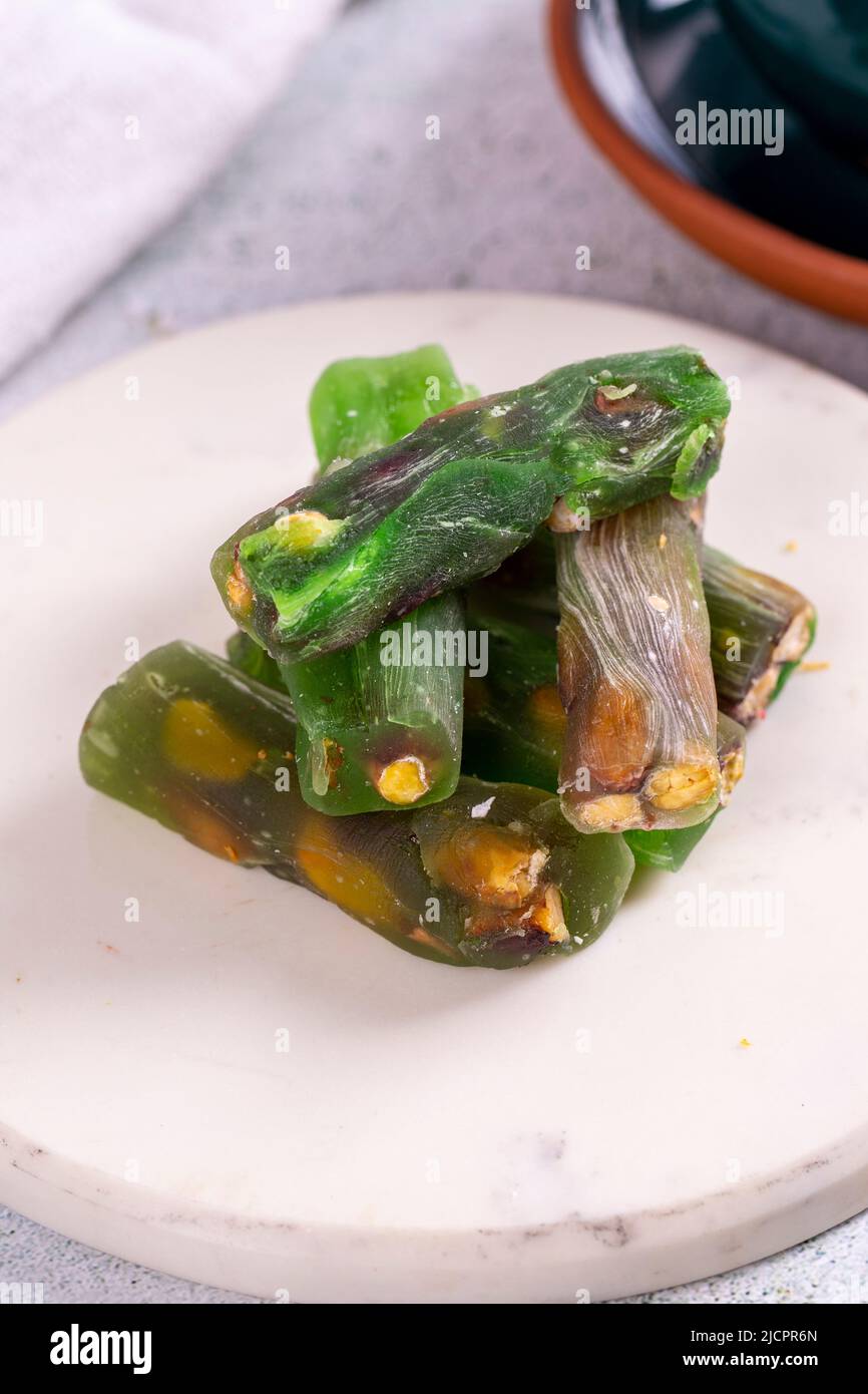 Turkish Delight with Pistachio. Turkish delight with apple flavor on a ...