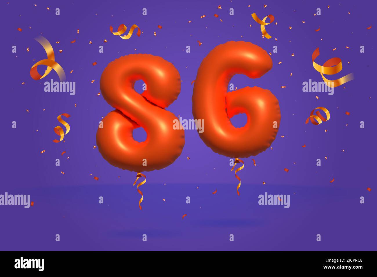 3d number 86 Sale off discount promotion made of realistic confetti ...