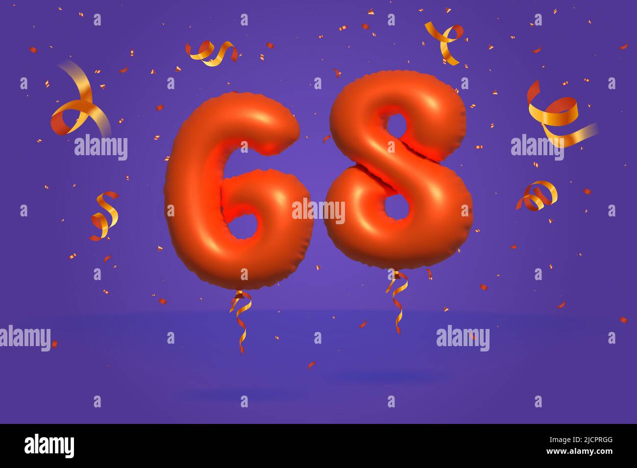 3d number 68 Sale off discount promotion made of realistic confetti ...