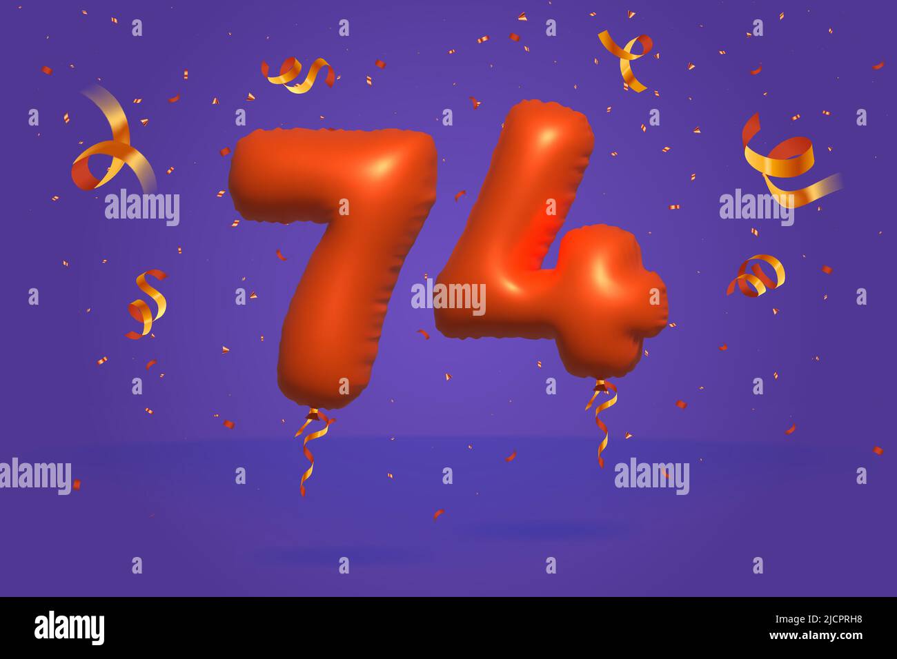 3d number 74 Sale off discount promotion made of realistic confetti ...