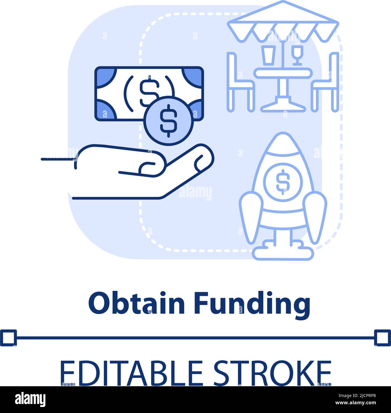 Obtain funding light blue concept icon Stock Vector Image & Art - Alamy