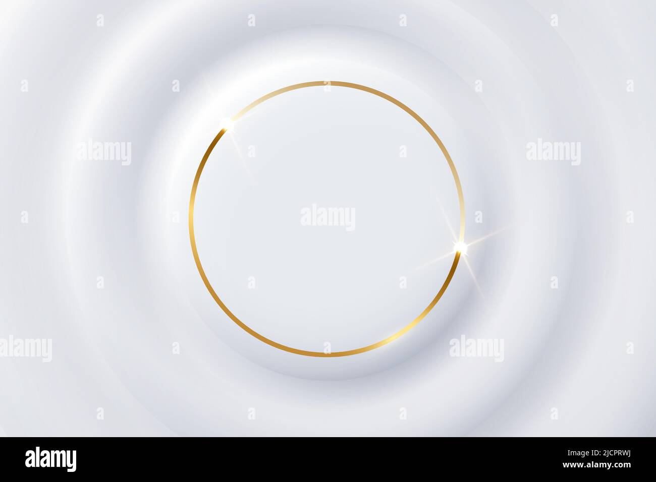 3d white figures with geometric concave and convex surface and golden ...