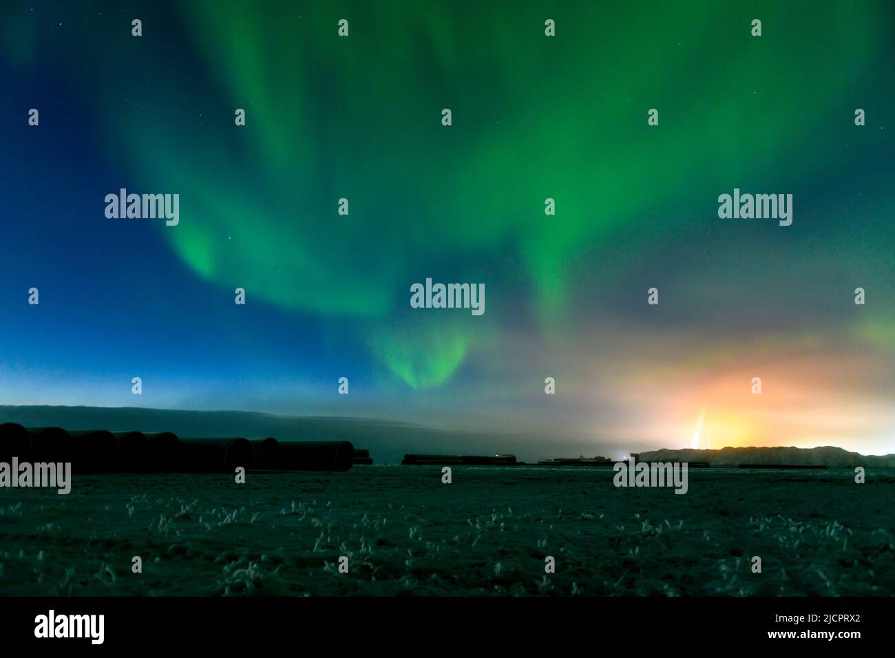 Northern Lights at night sky. Aurora Borealis beautiful polar lights in ...
