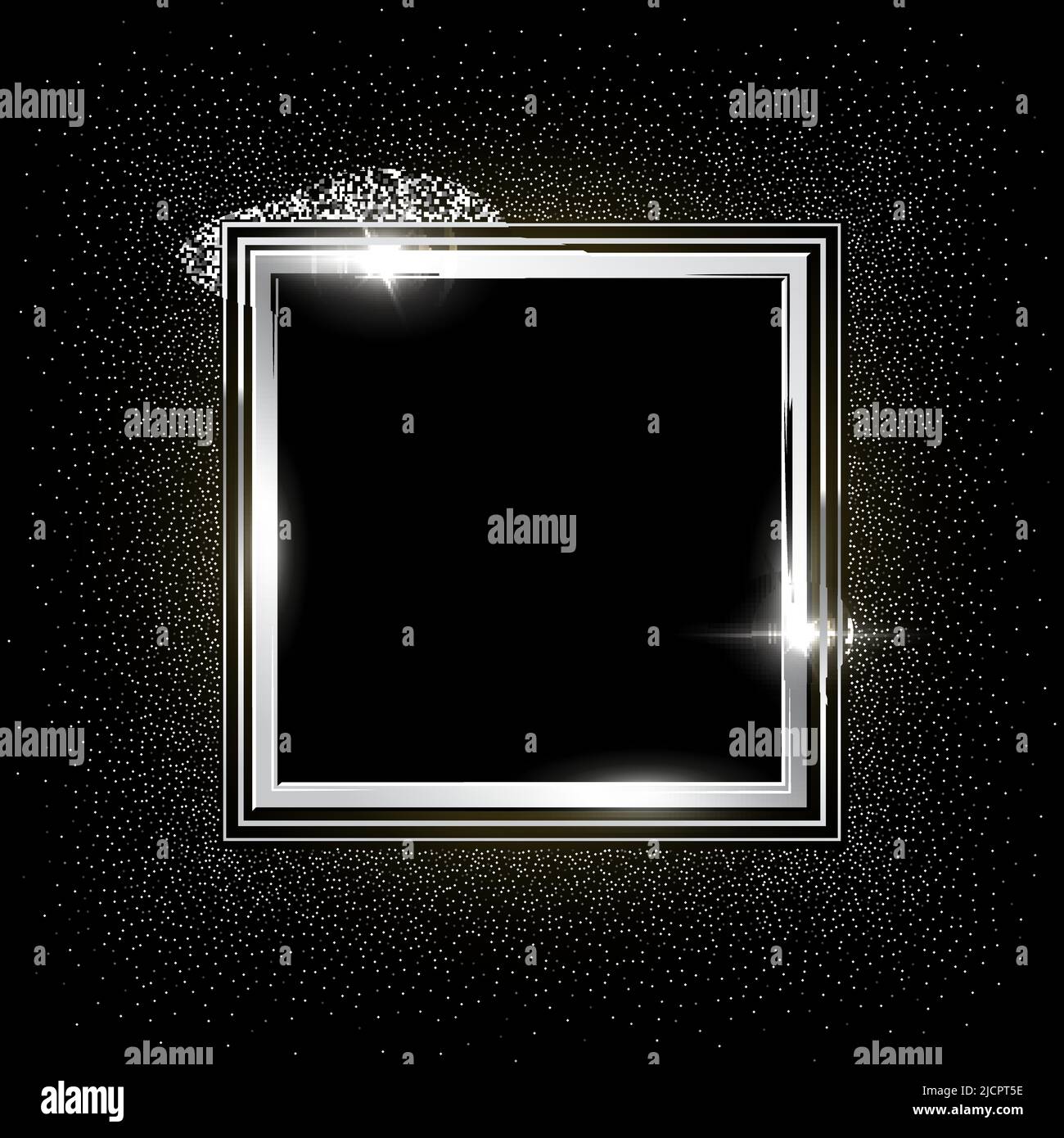 Silver metal square frames with sparkles background. Shining abstract ...