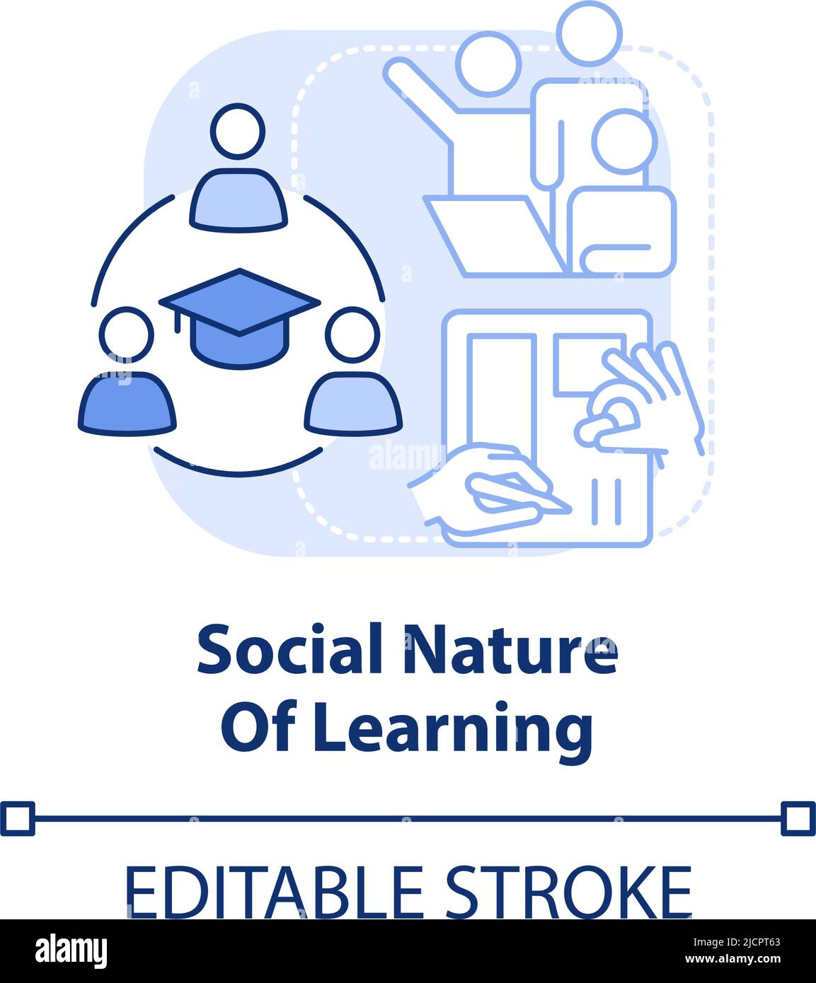 Social nature of learning light blue concept icon Stock Vector Image ...