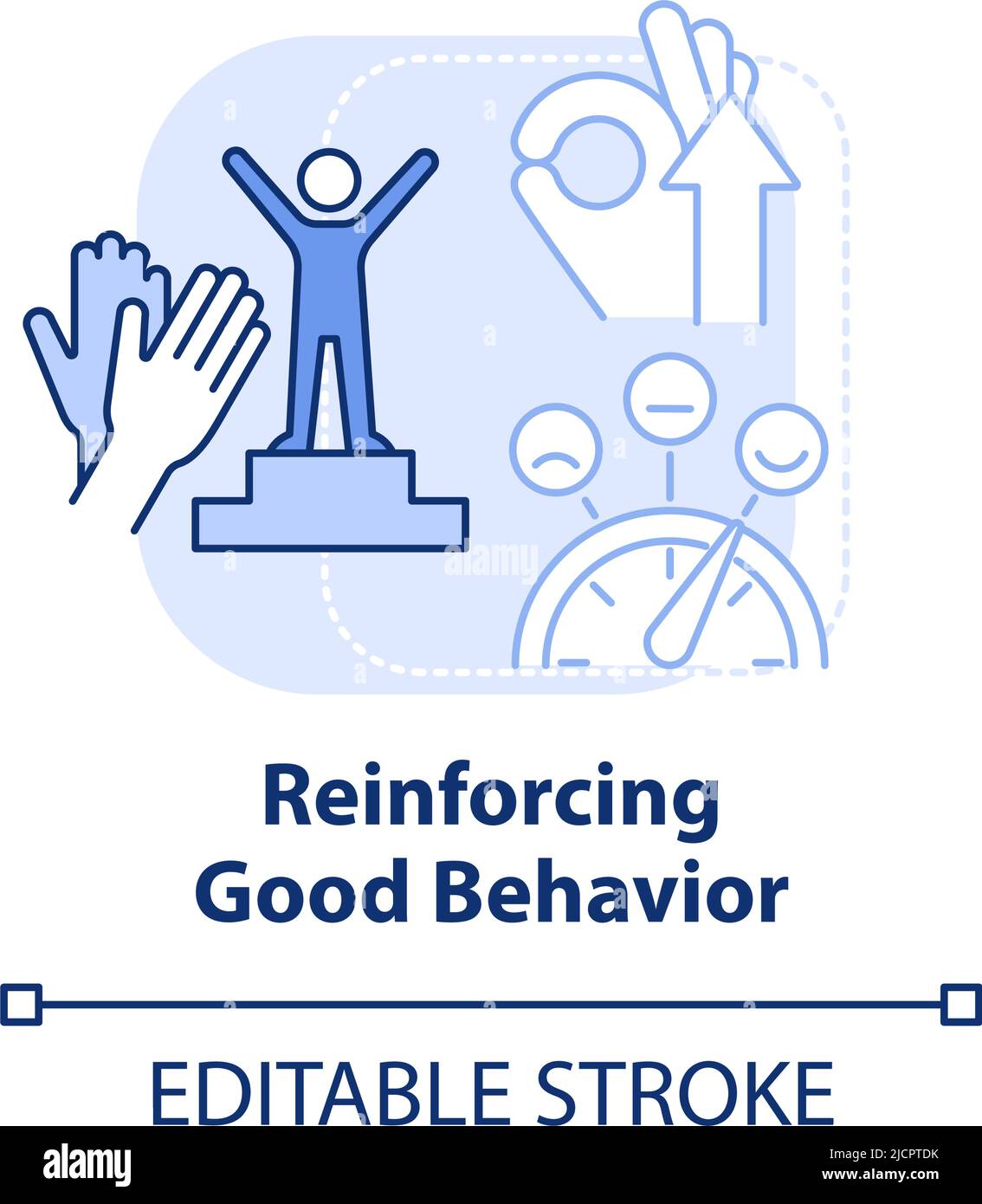 Reinforcing good behavior light blue concept icon Stock Vector Image ...