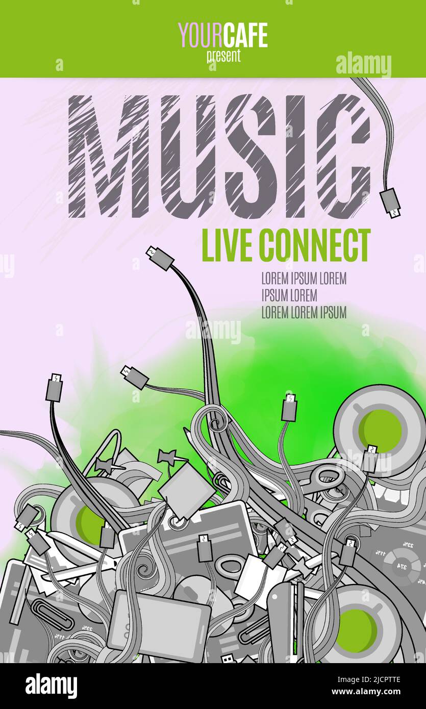 Techno music poster. Electronic club deep music. Party invitation. DJ ...