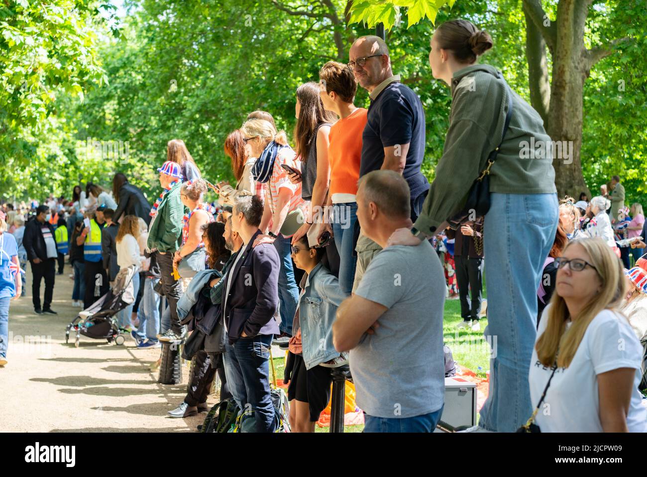 Crowd on The Mall in London, England recording The Platinum Jubilee ...