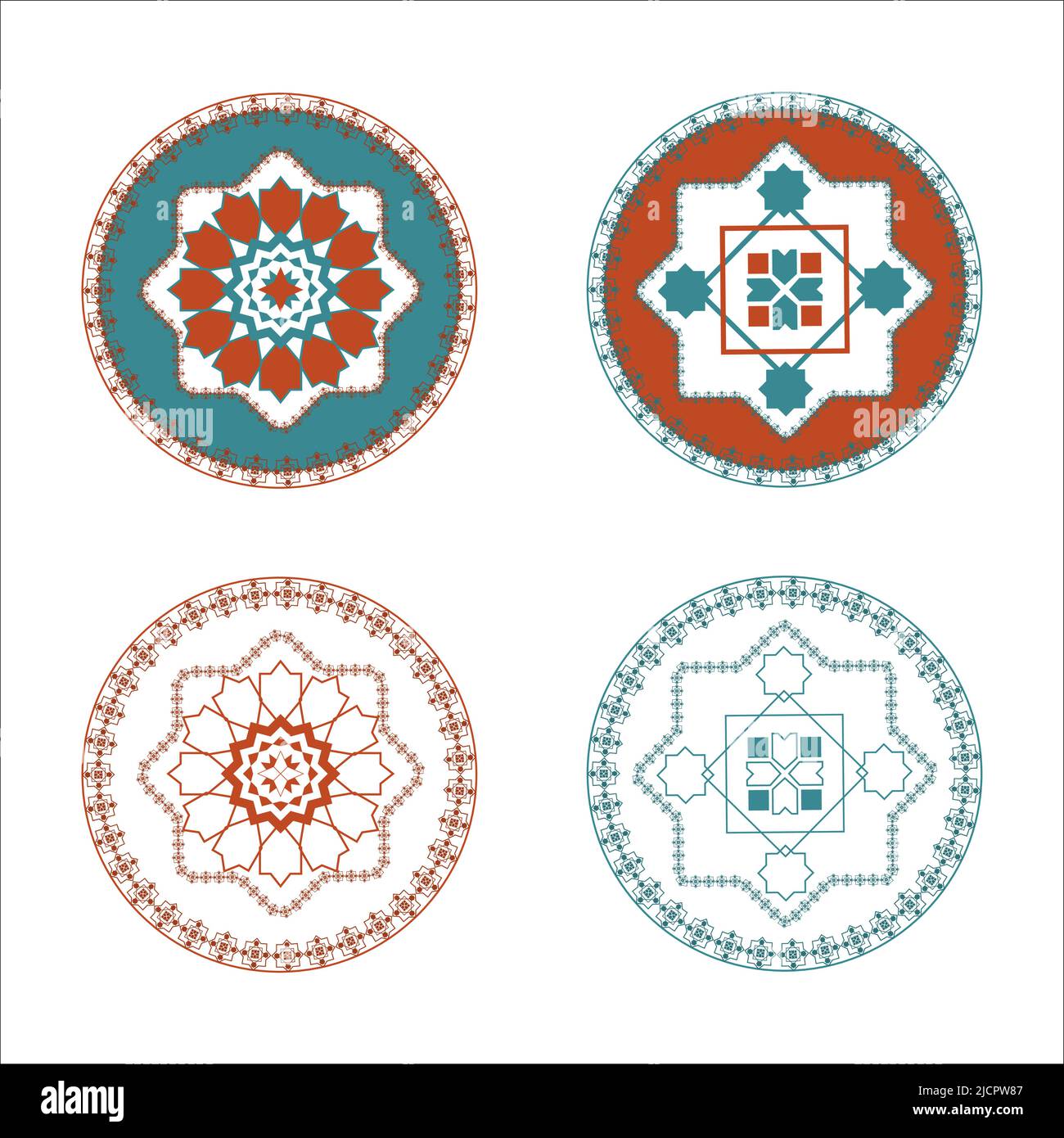 Arabic pattern abstract icon set. Rounded symbol set, vector ...
