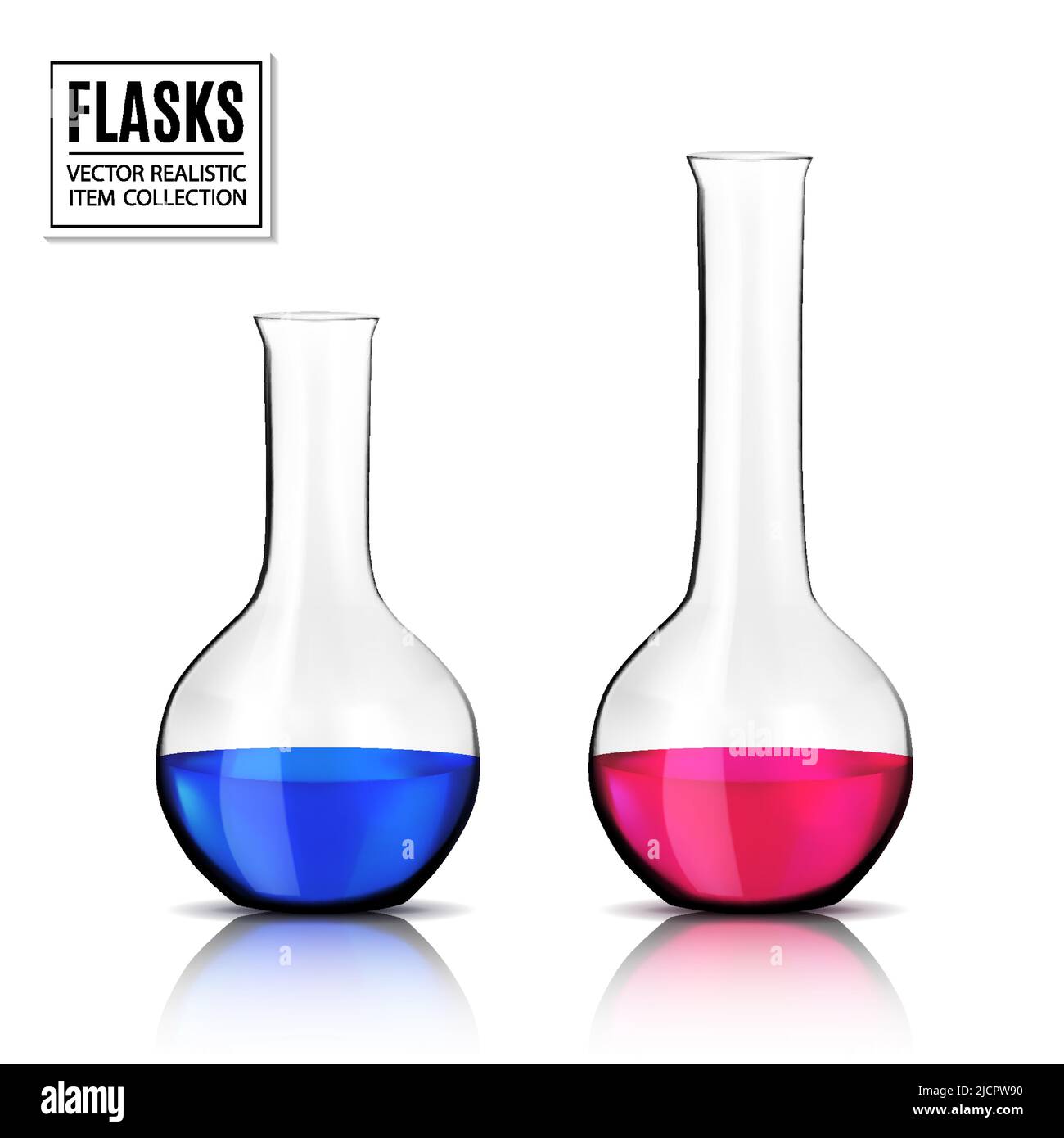 Round bottom chemical flasks - laboratory glassware, isolated on white ...