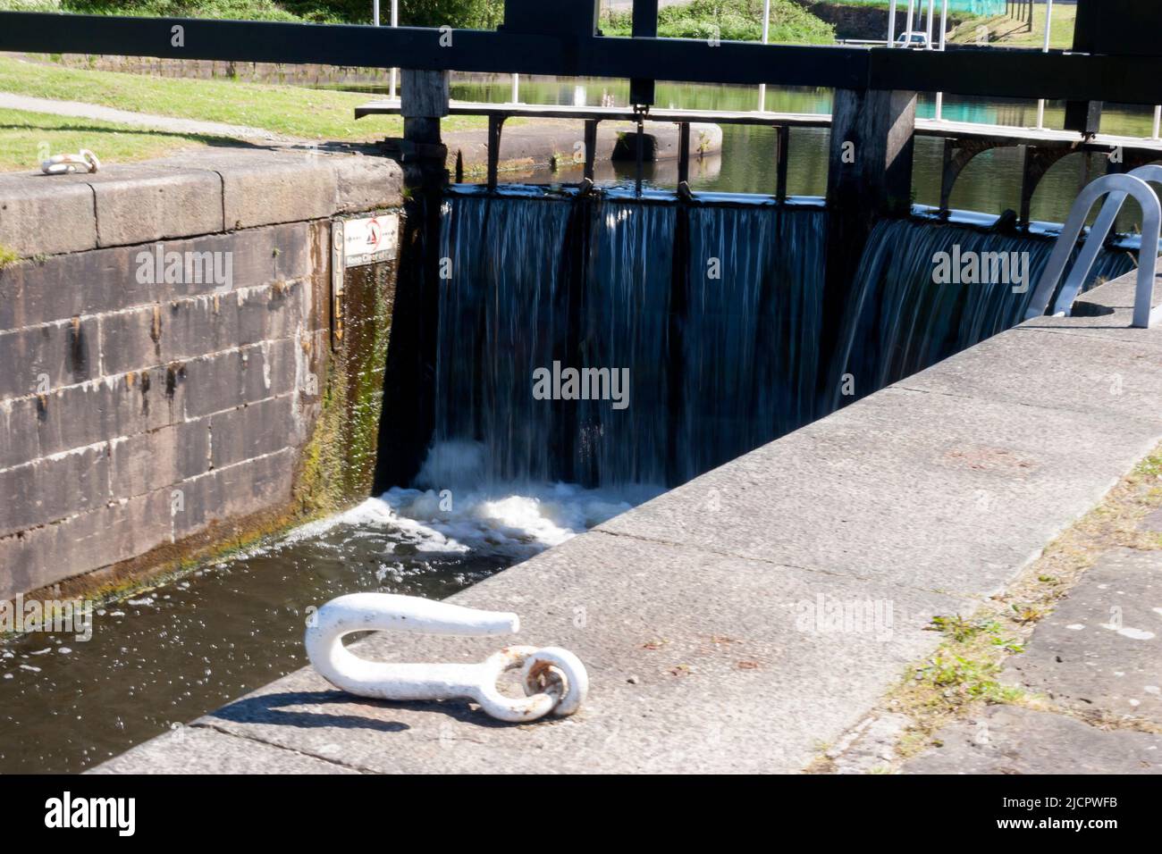 Lock gates on the Forth and Clyde Canal at Maryhill, Glasgow, Scotland ...