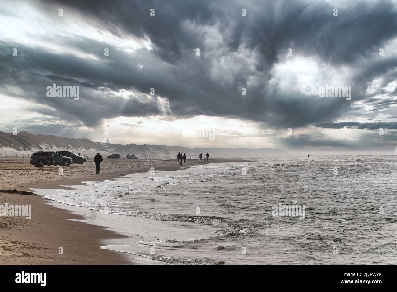 Vejers beach on a windy day at the North Sea Coast in Denmark Stock ...