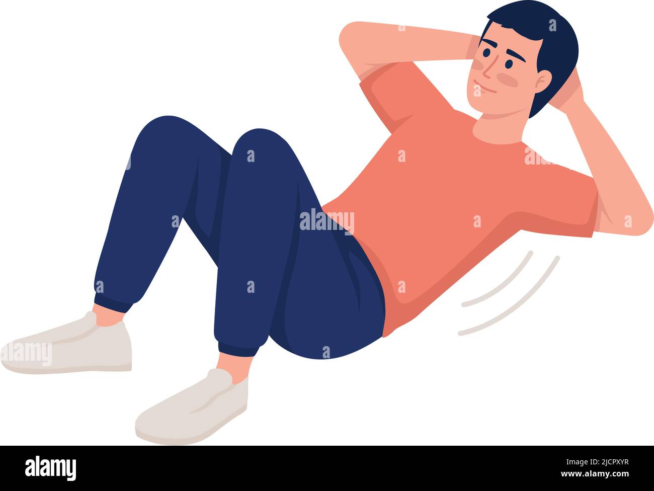 Man strengthening abdominal muscles with exercise semi flat color vector character Stock Vector ...