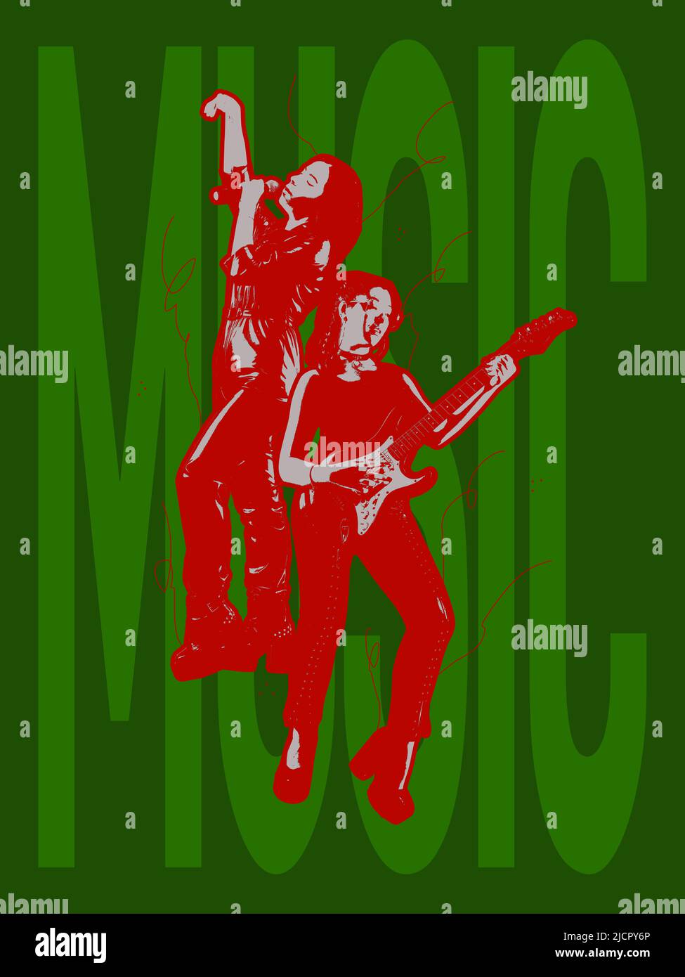 Music festivals. Contemporary art collage. Young musicians performing ...