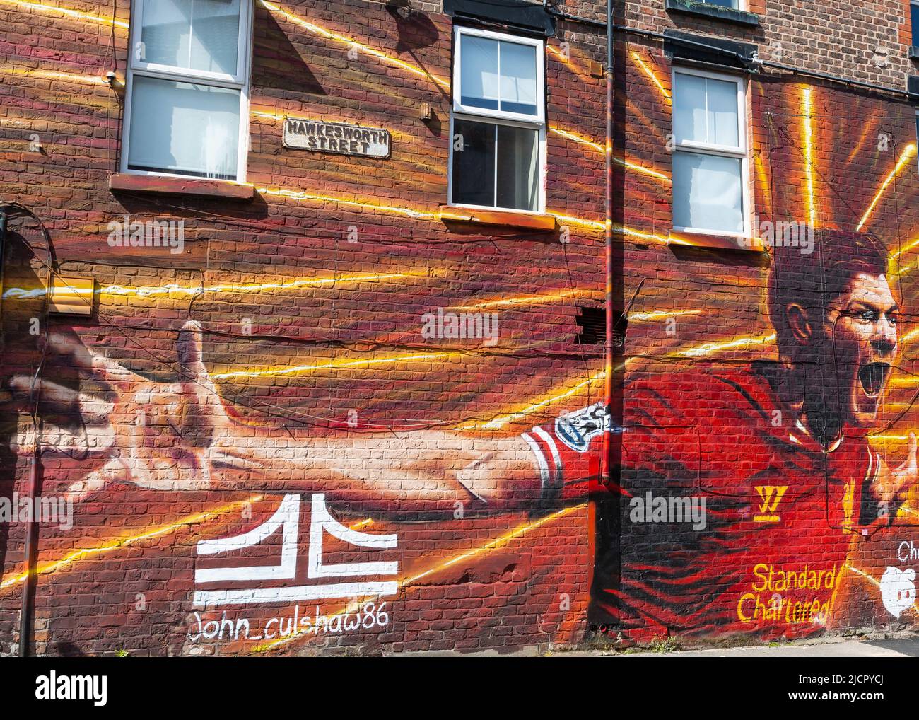 Steven Gerrard mural, Liverpool FC street art, The Sandon, Anfield ...
