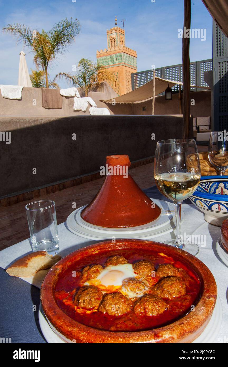 Traditional Moroccan food on table, Marrakesh Stock Photo - Alamy