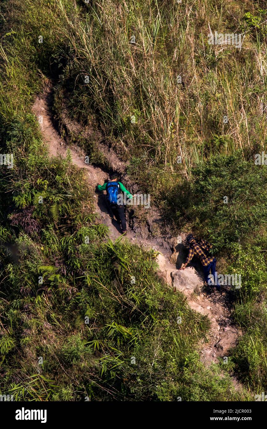 Aerial view man hiking walking hi-res stock photography and images - Alamy