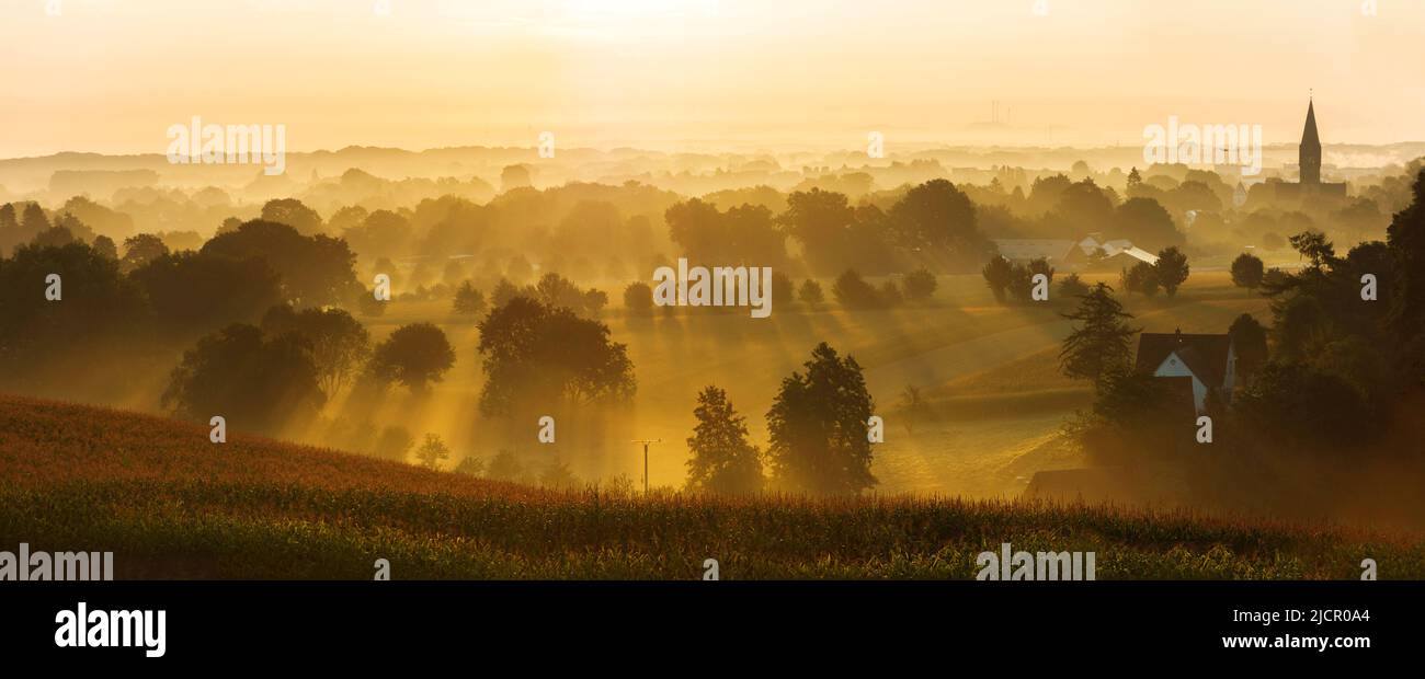 View over the village Mettingen and sourroundings.Germany Stock Photo ...