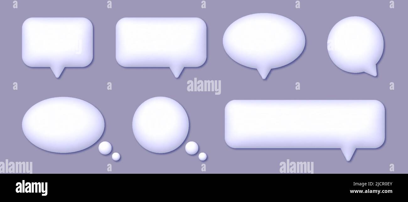 3d speech bubbles set, realistic white chat dialogue quotes, social ...
