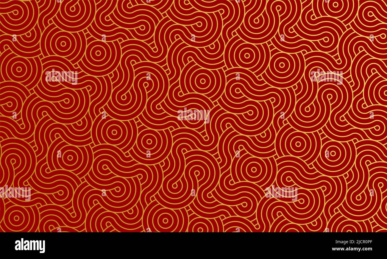 abstract red gold wave pattern, geometric circle shape texture ...