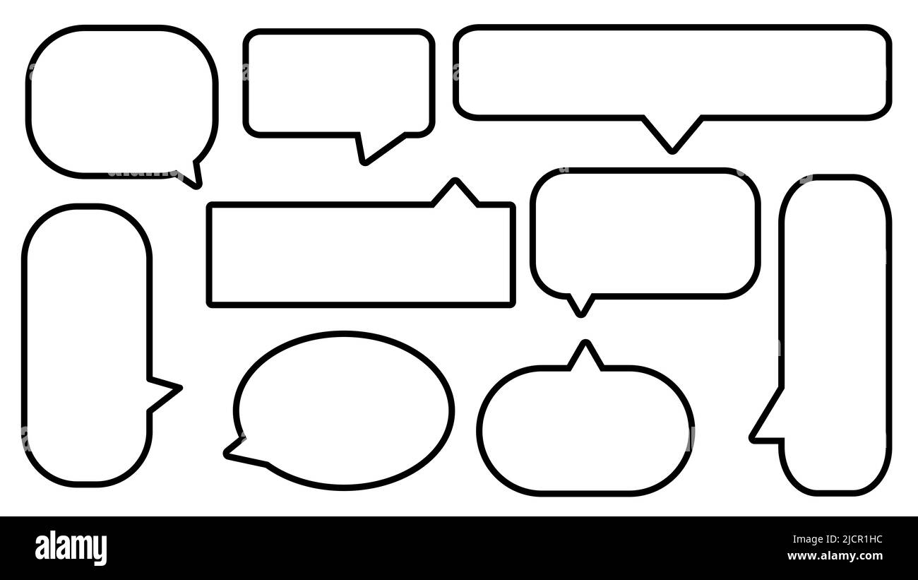 collection of a blank black and white speech bubble, conversation box ...