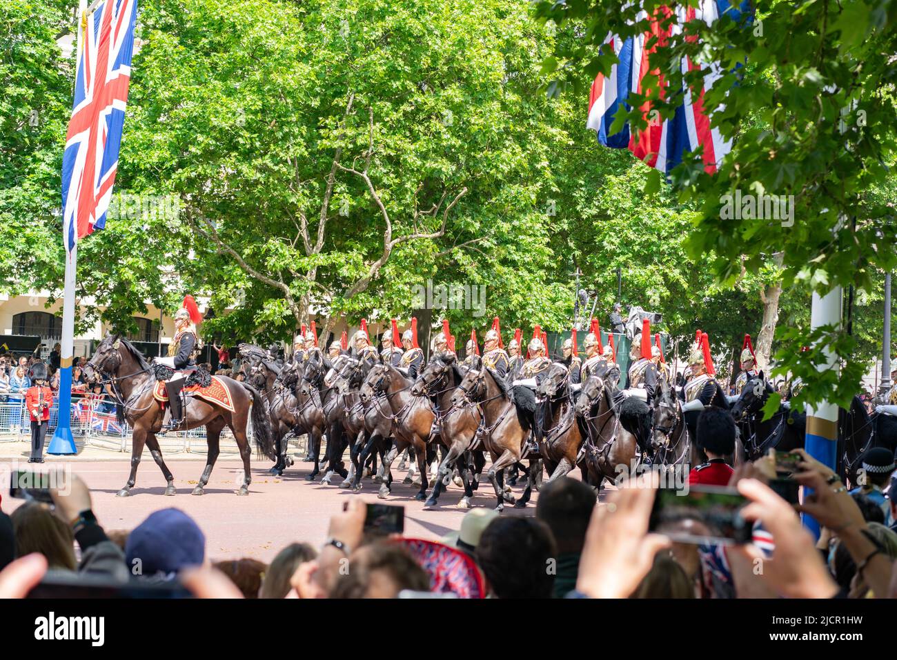 Crowd on The Mall in London, England recording The Platinum Jubilee ...