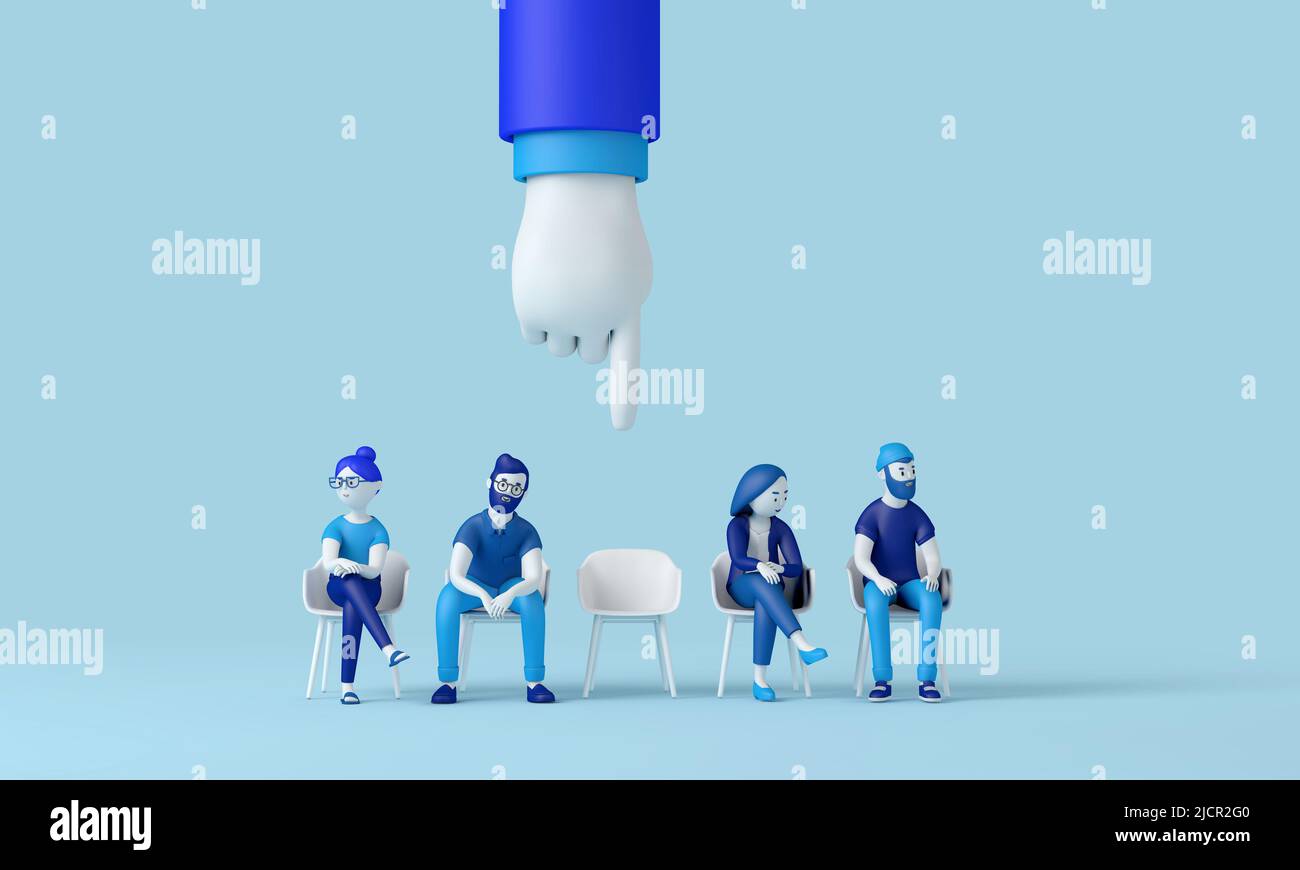 Hand pointing to an empty chair. Job vacancy concept. 3D Rendering ...